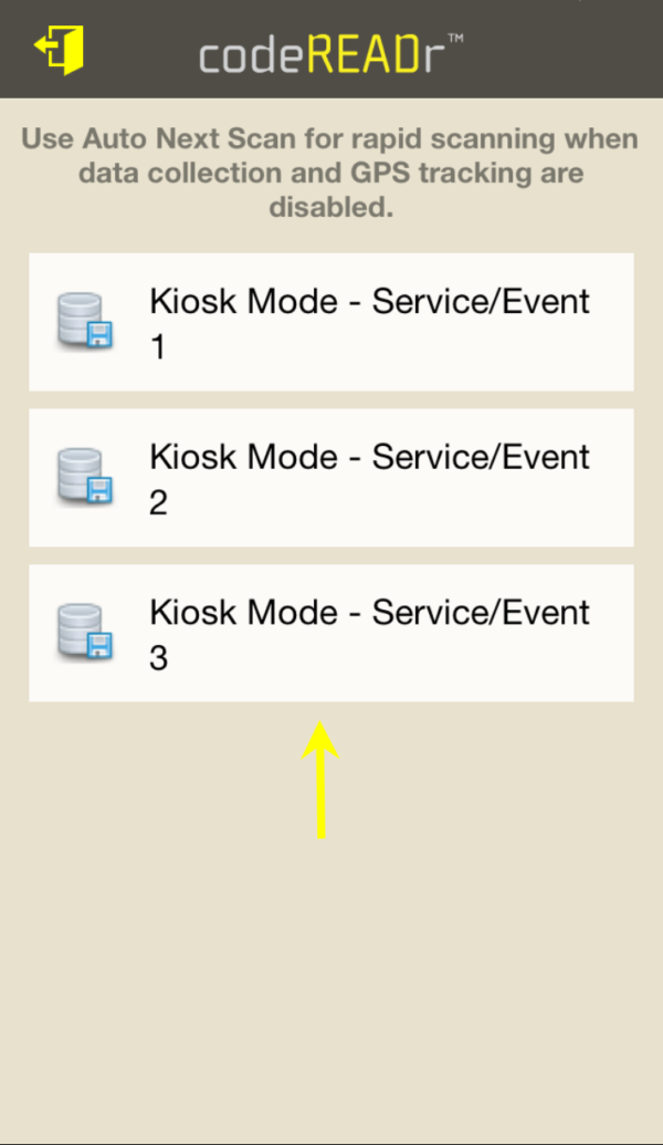 "Kiosk Mode" for barcode scanning on CodeREADr