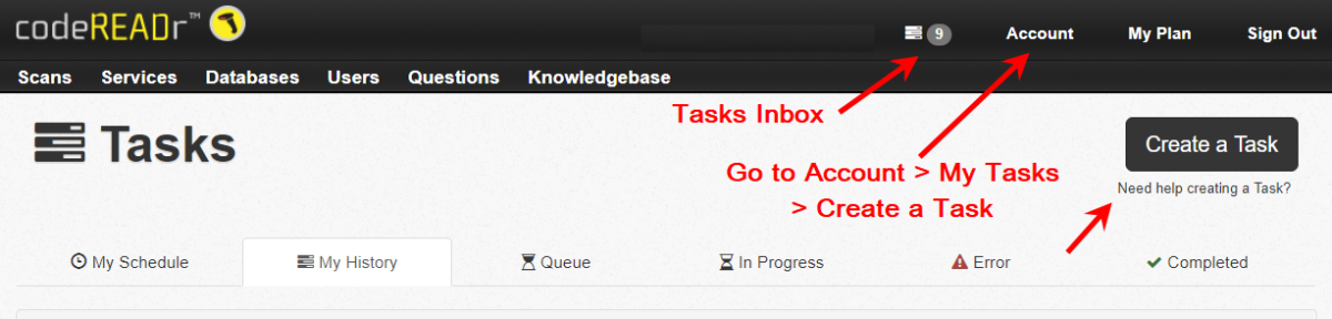 My Tasks - Overview - CodeREADr
