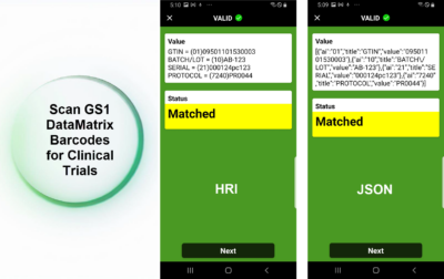 Scan GS1 DataMatrix Barcodes For Clinical Trials